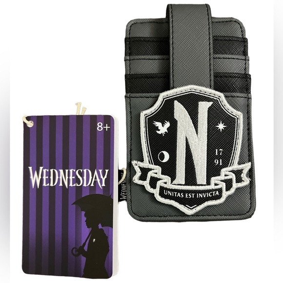 Loungefly | Bags | Loungefly Wednesday Addams Nevermore Cosplay Card ...